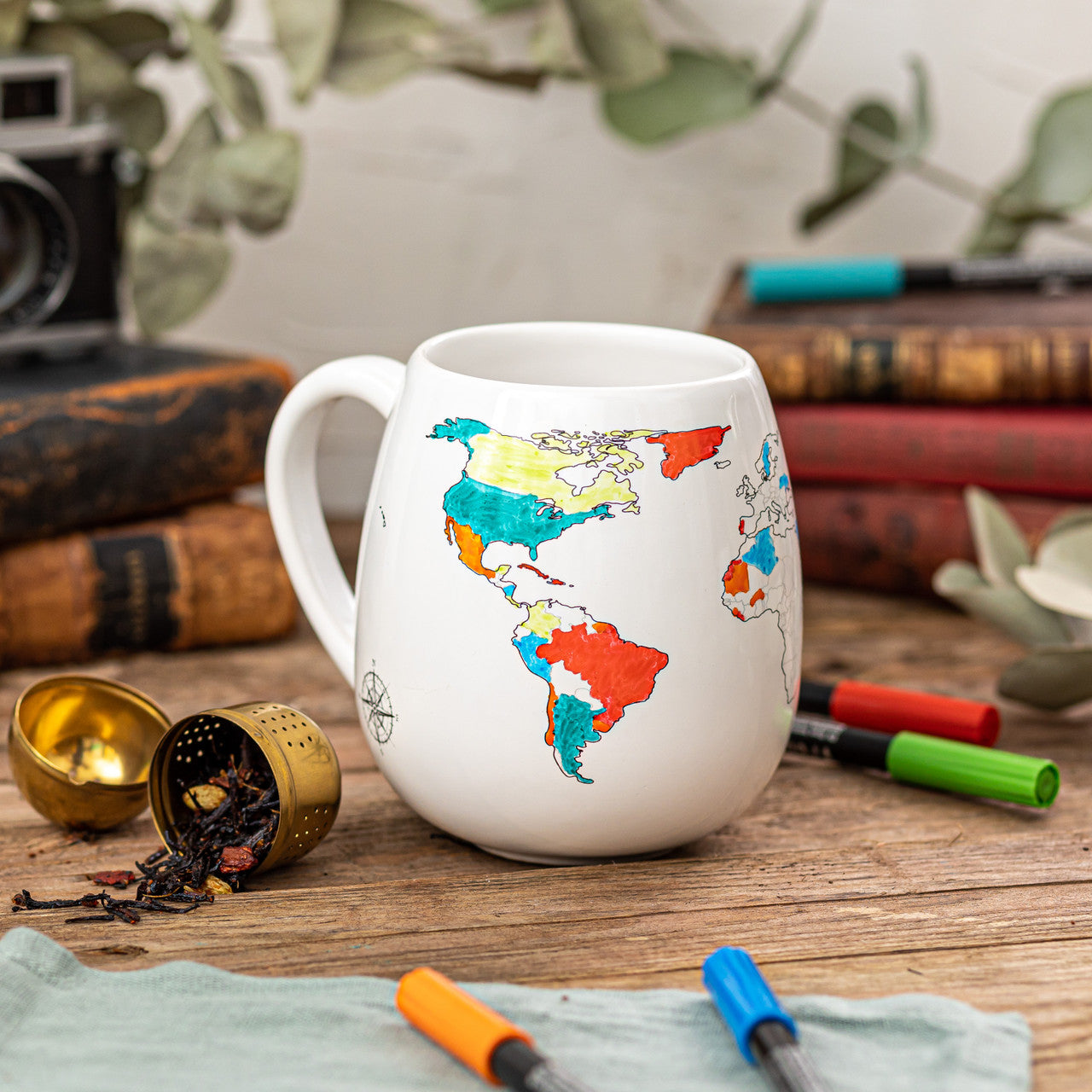 World Map Colour In Mug with Ceramic Pen – Sostter