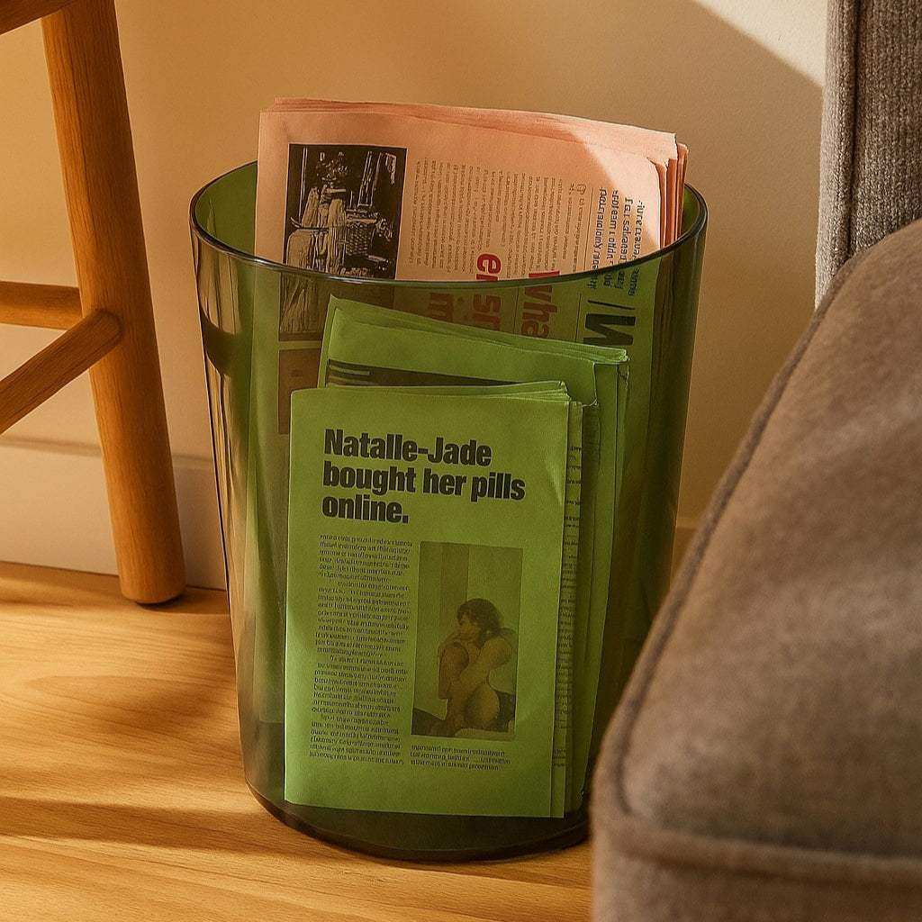 Minimal Waste Bin in Transparent, Green and Orange – Sostter